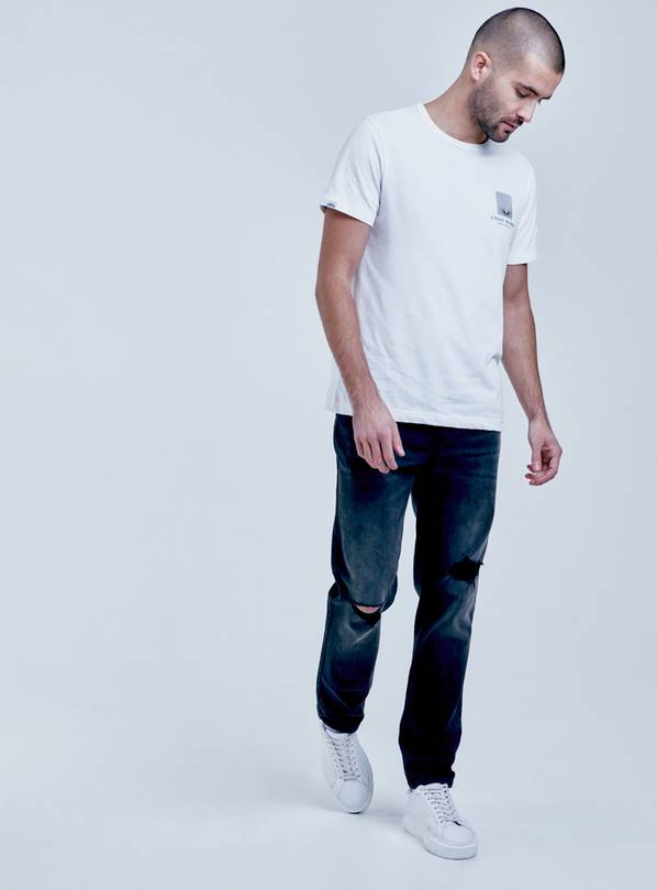 Buy UNION WORKS Black Washed Abrasion Slim Fit Jeans - 36L | Jeans | Argos