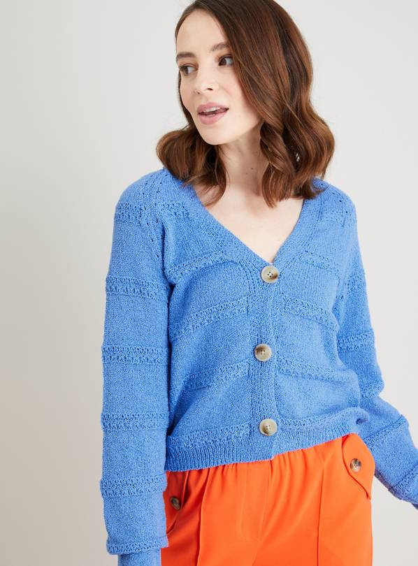 Buy Blue Knitted Panel Cardigan - 10 | Cardigans | Argos