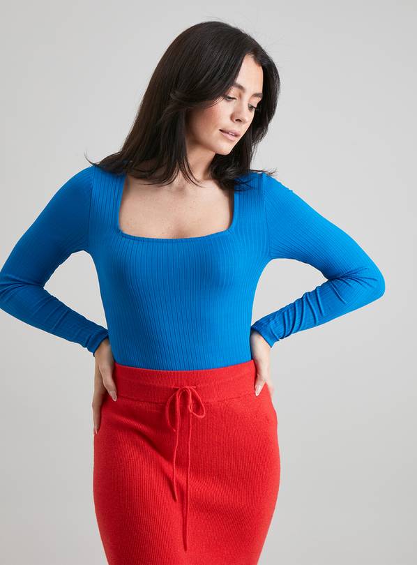 Buy Blue Square Neck Long Sleeve Bodysuit - 24 | Tops | Argos
