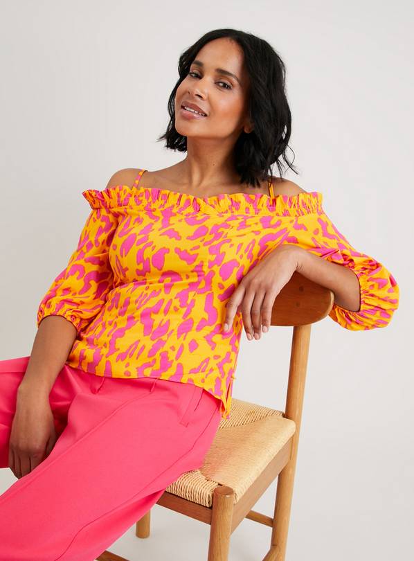 Buy Orange & Pink Leopard Print Bardot Cami Top - 22 | Camisoles and ...