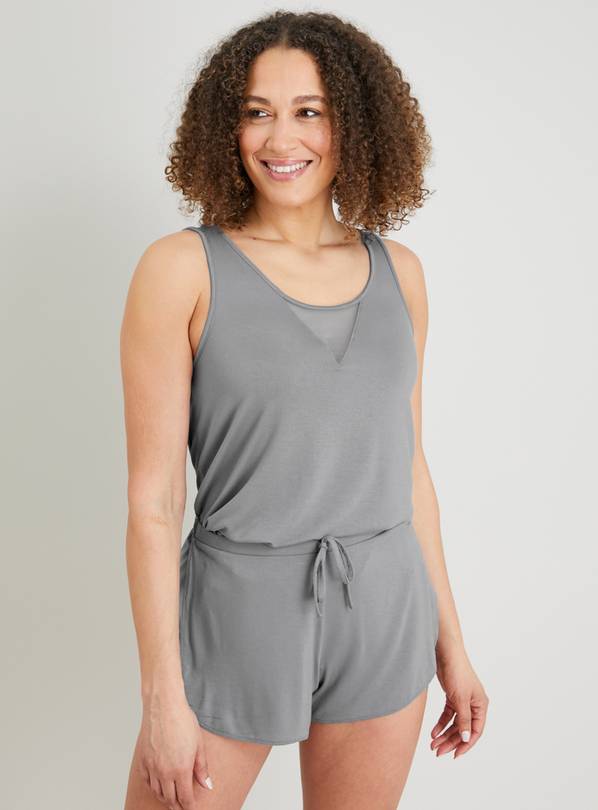 Buy Grey Soft Touch Mesh Detail Shortie Pyjamas - 8 | Pyjamas | Argos