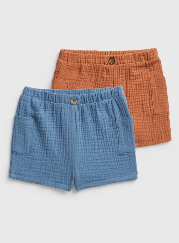 Buy Blue & Orange Cheesecloth Shorts 2 Pack - 12-18 months | Multipacks ...