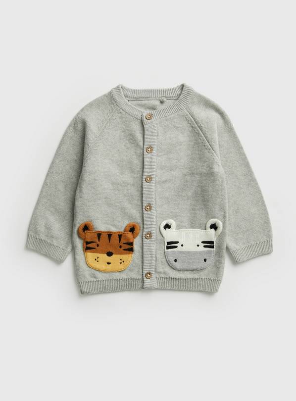 Buy Grey Animal Appliqué Cardigan - 9-12 months | Tops and t-shirts | Argos