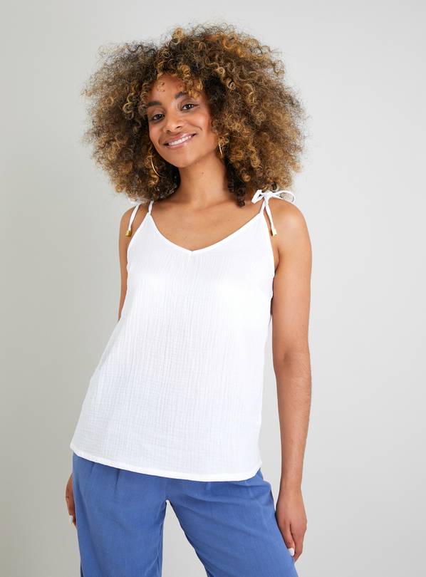 Buy White Woven Double Cloth Coord Cami Top - 10 | Tops | Argos