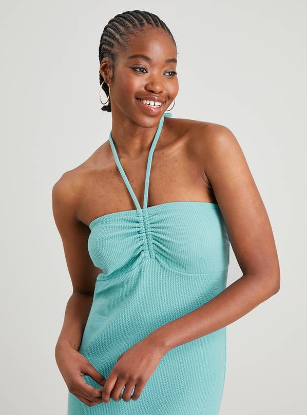 Buy Blue Ribbed Halter Neck Midi Dress - 16 | Dresses | Argos
