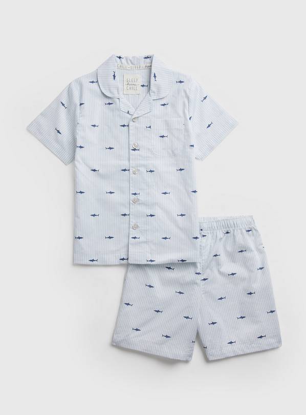 Buy Blue Stripe Shark Print Traditional Pyjamas - 4-5 years | Pyjamas ...