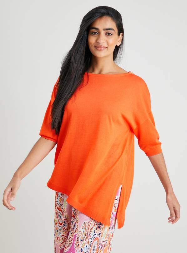 Buy Orange Knitted Top With Side Split - 8 | Tops | Argos