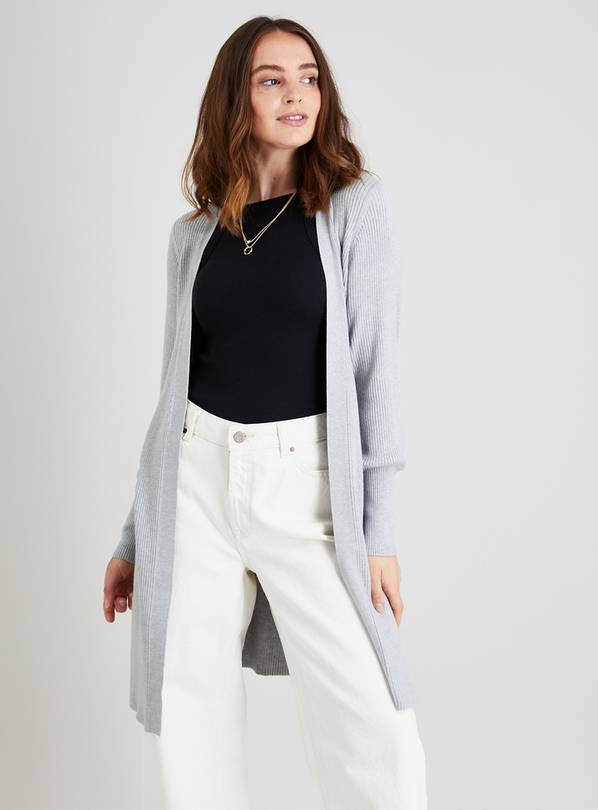 Buy Grey Ribbed Knit Longline Cardigan - 22 | Cardigans | Argos