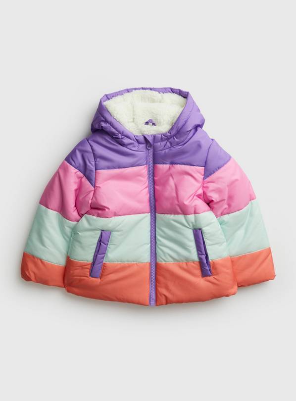 Buy Pastel Block Stripe Padded Jacket - 1.5-2 years | Coats and jackets ...