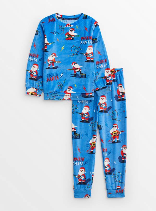 Buy Kids' Christmas Mini Me Blue Santa Print Pyjamas 9-10 years ...