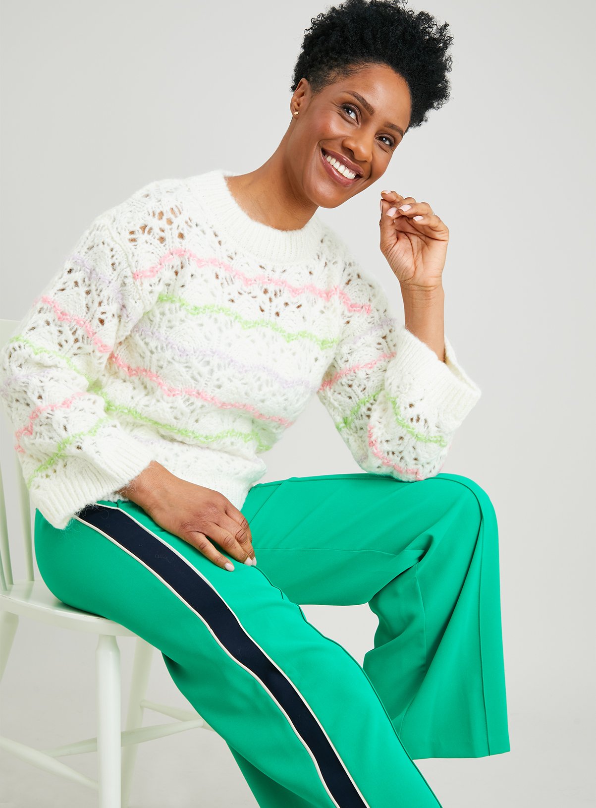 White Open Stitch Wave Jumper With Wool review | 9.3 / 10