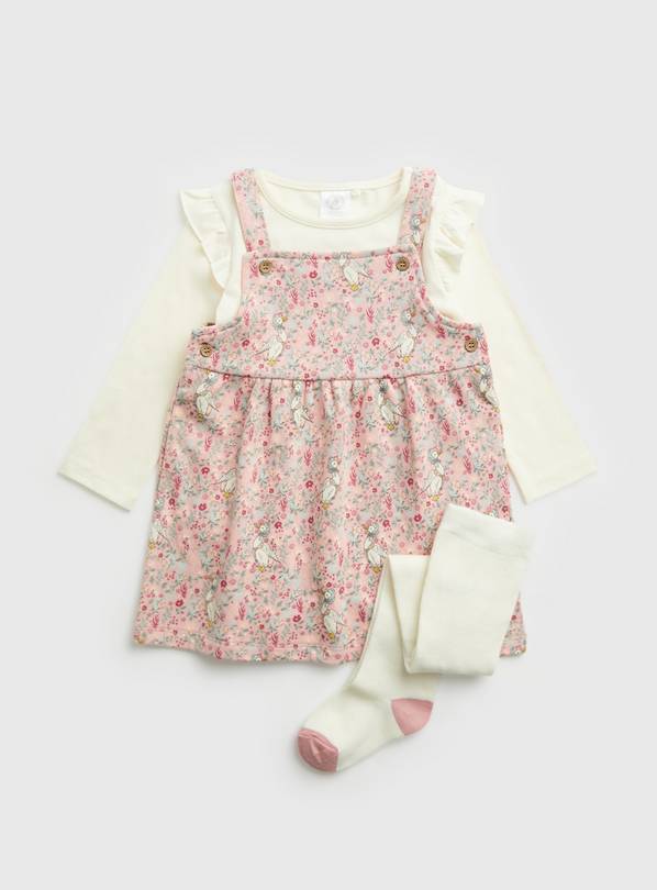 Buy Pink Jemima Puddle Duck Pinafore Dress 3 Piece Set Up to 3 mths ...