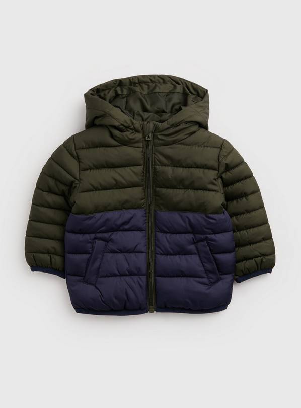 Buy Navy & Green Colour Block Puffer Jacket 6-9 months | Coats and ...
