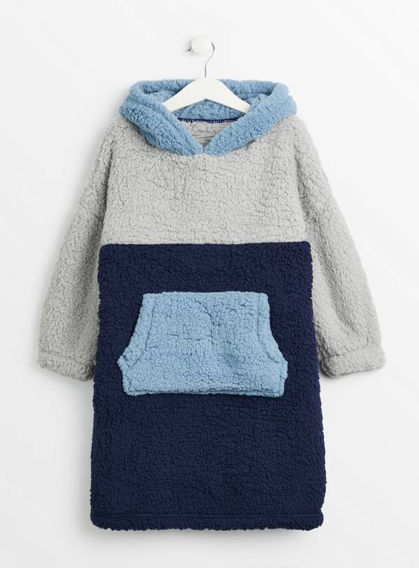 Buy Blue Colour Block Borg Hooded Blanket 7-8 years | Pyjamas | Argos