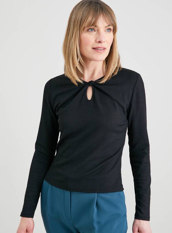 Buy Black Keyhole Twist Slim Fit Top - 12 | T-shirts | Argos