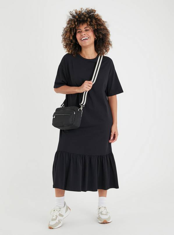 Buy Petite Black Jersey Crew Neck Midi Dress 18 | Dresses | Argos