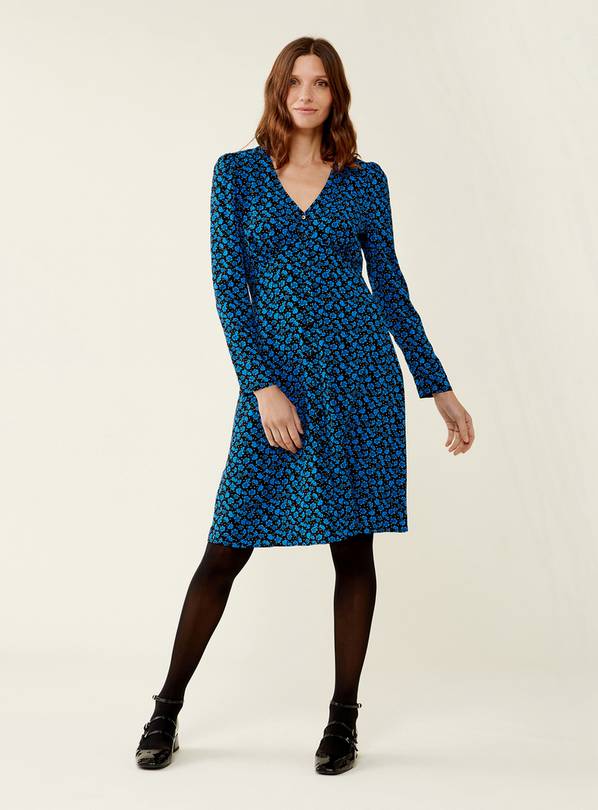 Buy FINERY Paula Blue Floral Midi Dress - 12 | Dresses | Argos
