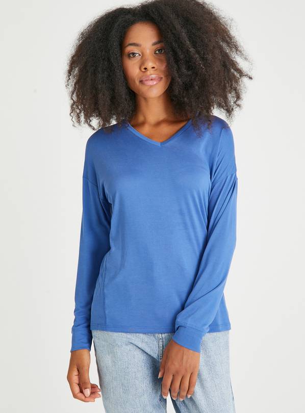 Buy Blue V Neck Relaxed Fit Top 22 | T-shirts | Argos