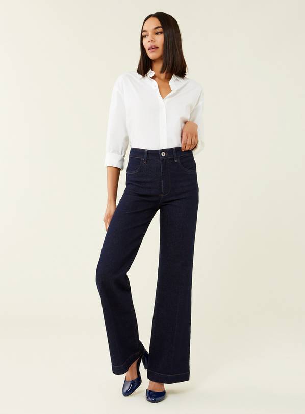 Buy FINERY Dark Denim Gio Wide Leg Jeans 28 | Jeans | Argos