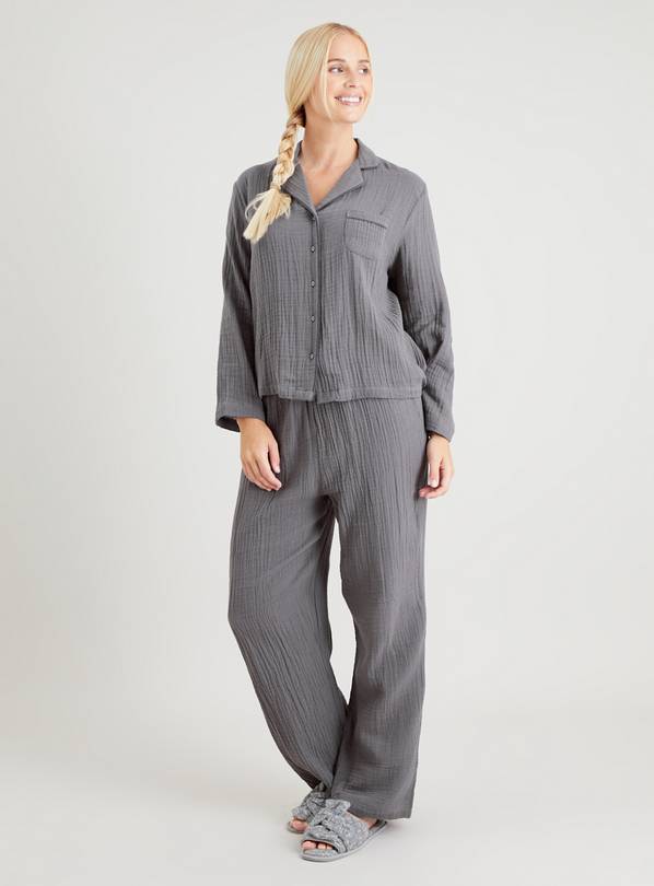 Buy Charcoal Grey Double Cloth Traditional Pyjamas 8 | Pyjamas | Argos