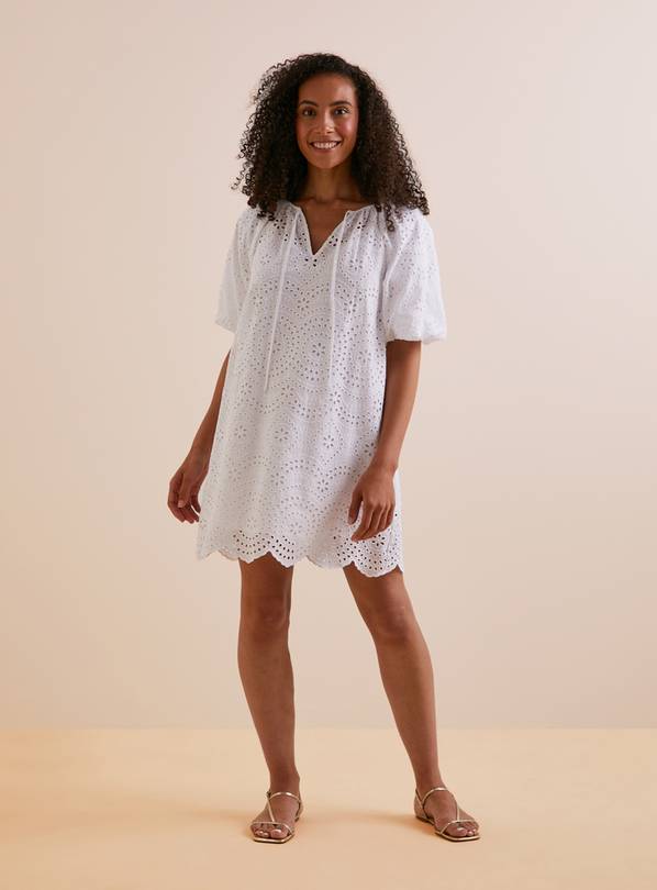 Buy Everbelle White Broderie Mini Dress - 6 | Dresses | Argos