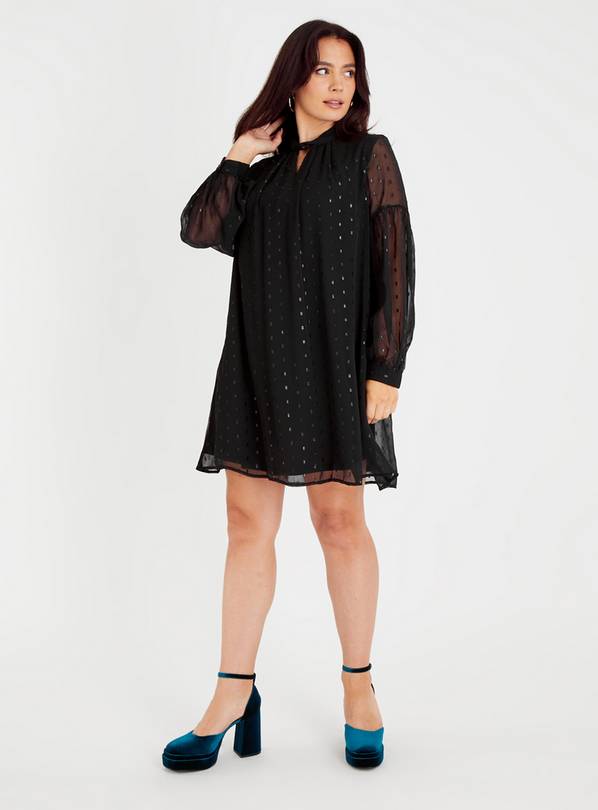 Buy Black Twist Neck Sparkle Mini Dress 24 | Dresses | Argos