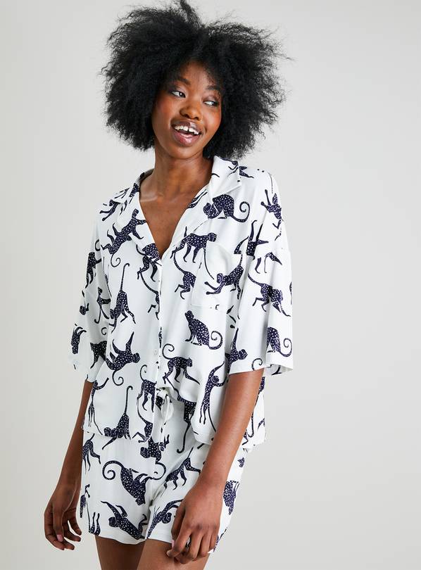 Buy Cream Monkey Print Shortie Pyjamas - 10 - 12 | Pyjamas | Argos