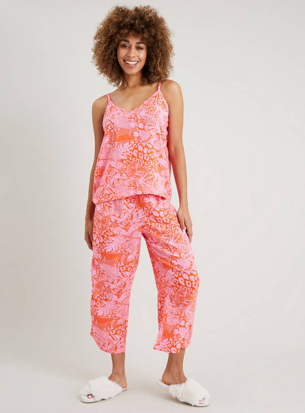 Buy Orange & Pink Animal Print Cami & Crop Leg Pyjamas - 16 | Pyjamas ...