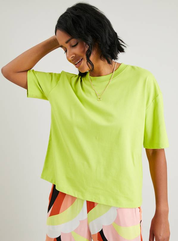 Buy Lime Green Oversized Boxy Fit T-Shirt 14 | T-shirts | Argos