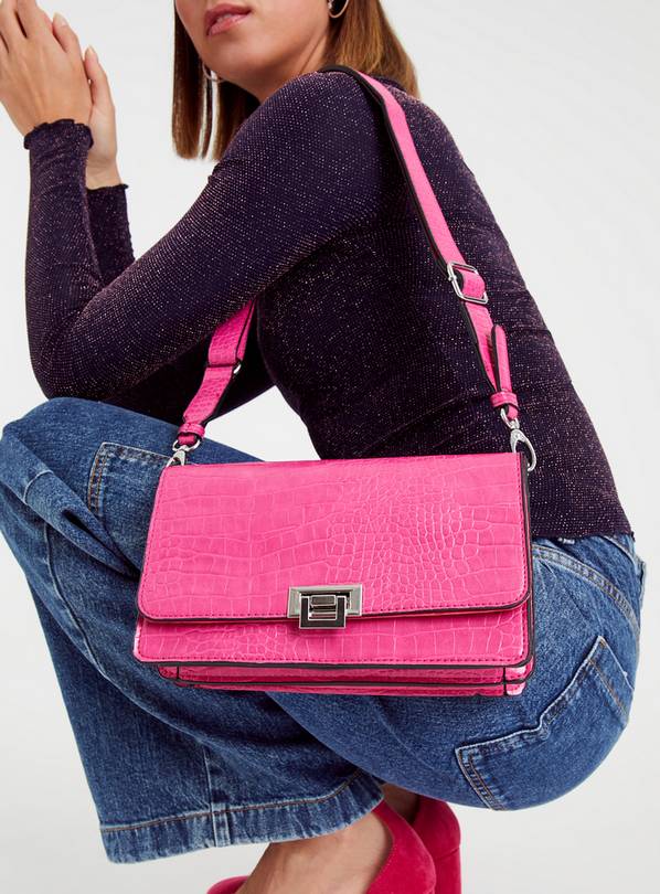 Buy Pink Mock Croc Cross Body Bag One Size | Handbags | Argos
