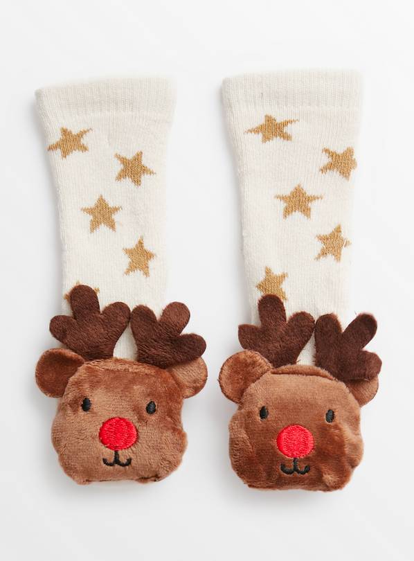 Buy Christmas Reindeer Rattle Socks 6-12 months | Socks and tights | Argos