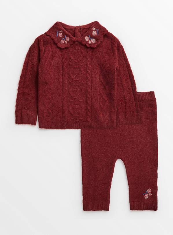 Buy Red Traditional Cable Knitted Set 3-6 months | Outfits and sets | Argos
