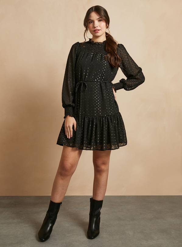 Buy EVERBELLE Black High Neck Dobby Dress 6 | Dresses | Argos
