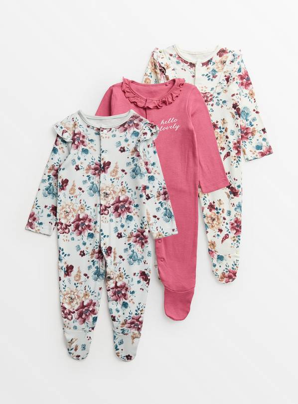 Buy Floral Bloom Sleepsuits 3 Pack 6-9 months | Kids fancy dress ...