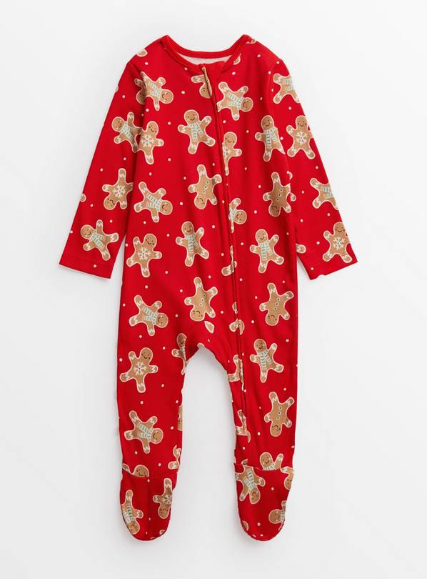 Buy Christmas Red Gingerbread Man Sleepsuit Newborn | Sleepsuits and ...