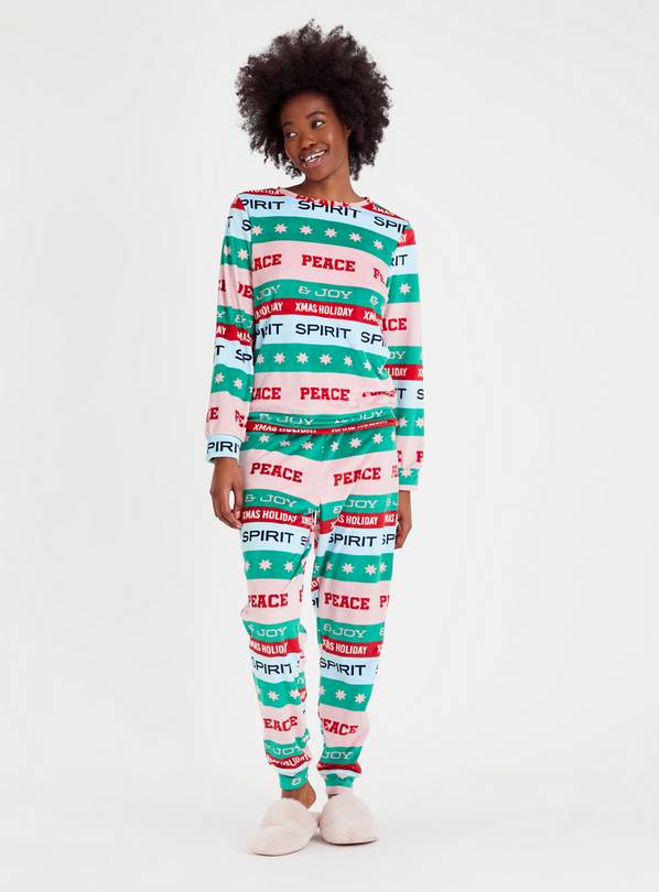 Buy Christmas Slogan Print Slinky Pyjamas 12 | Christmas nightwear | Argos