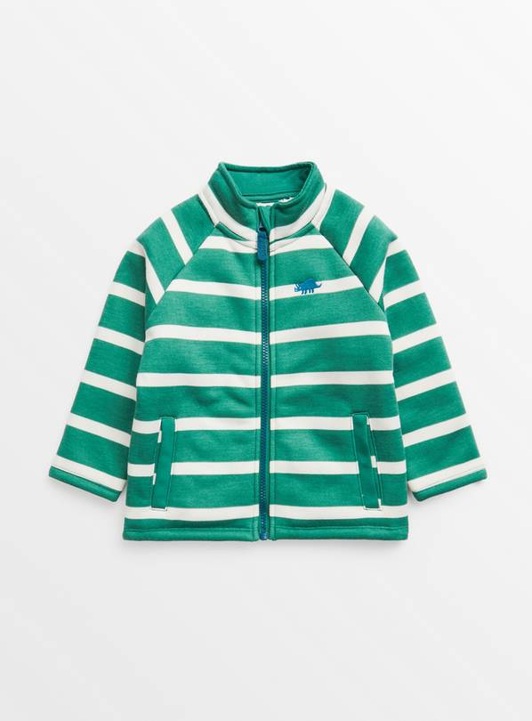 Buy Green Stripe Fleece Lined Zip-Through 6-7 years | Jumpers and ...