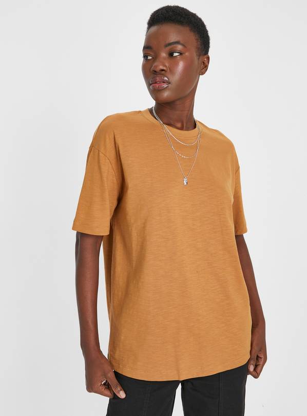 Buy Tan Oversized Slub T-Shirt 8 | T-shirts | Argos