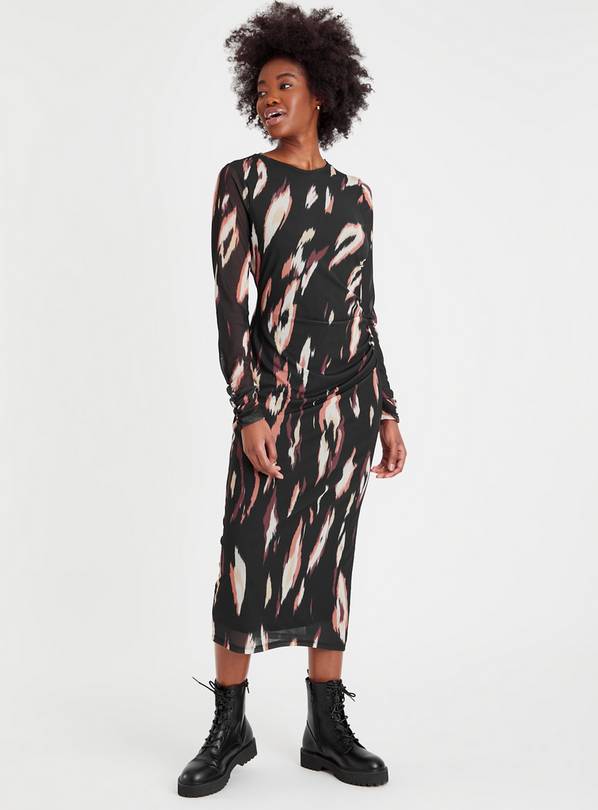 Buy Black Printed Mesh Midaxi Dress 8 | Dresses | Argos