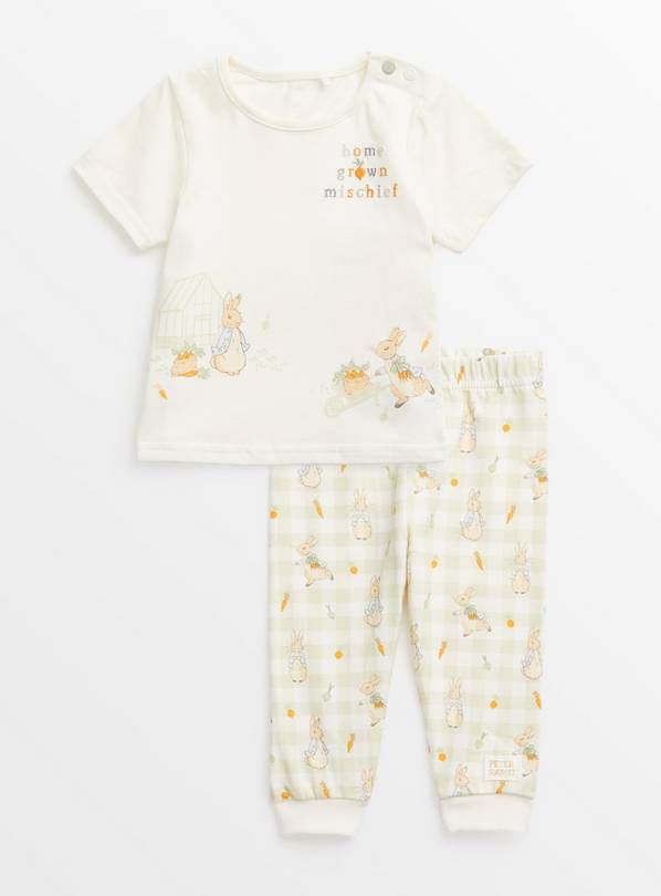 Buy Peter Rabbit Cream Check Pyjamas 6-9 months | Dresses | Argos