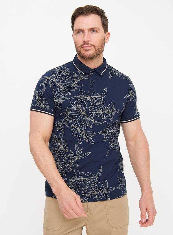 Buy Navy & Cream Two Tone Linear Polo Shirt S | T-shirts and polos | Argos