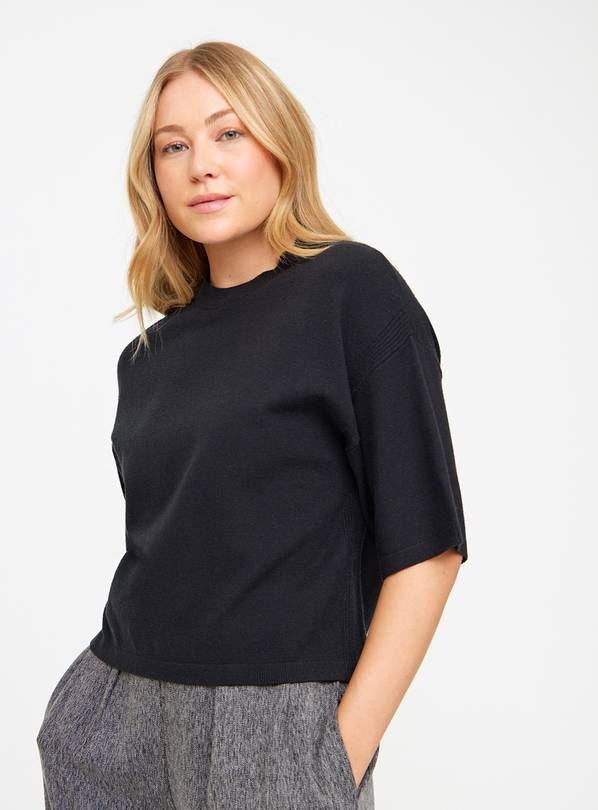 Buy Black Soft Touch Dropped Shoulder Jumper 18 | Jumpers | Argos