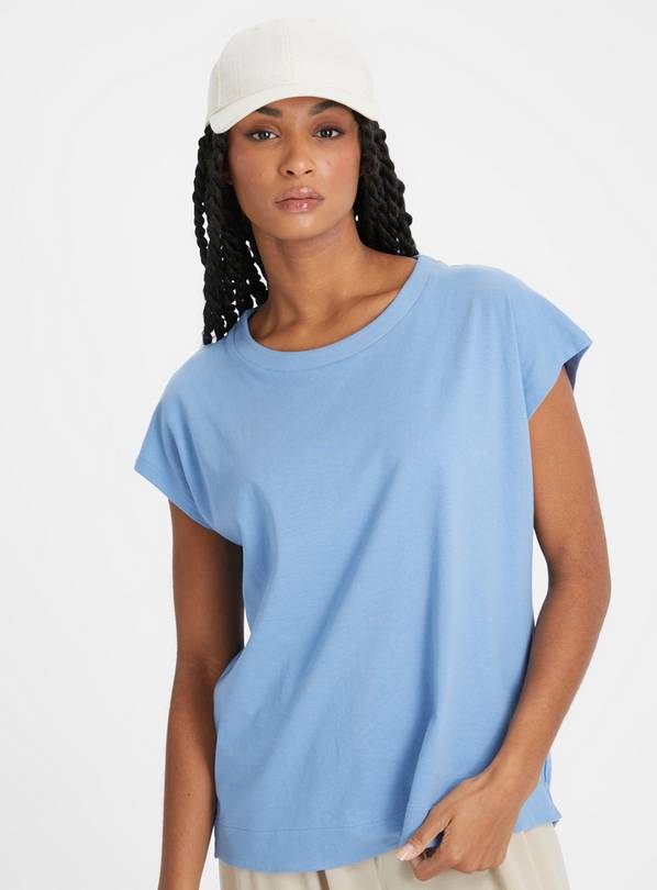 Buy Blue Dropped Hem T-Shirt 26 | T-shirts | Argos