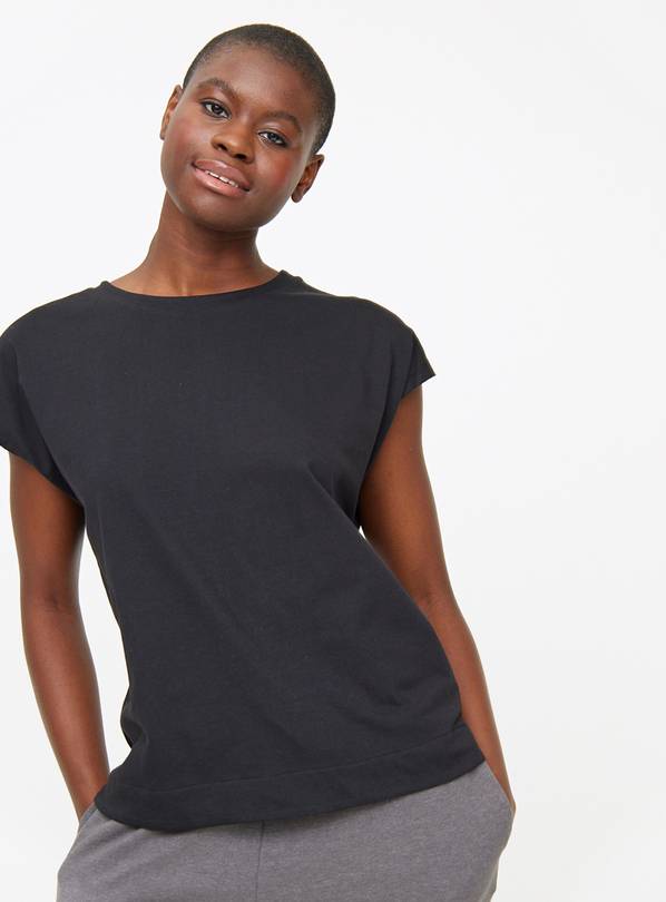 Buy Black Dropped Hem T-Shirt 18 | T-shirts | Argos