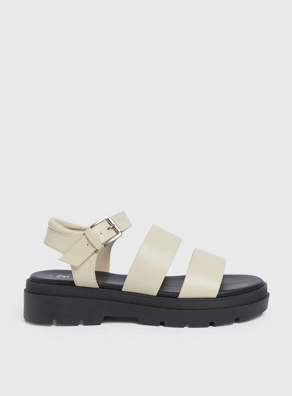 Buy Cream Faux Leather Chunky Sandals 4 | Sandals | Argos