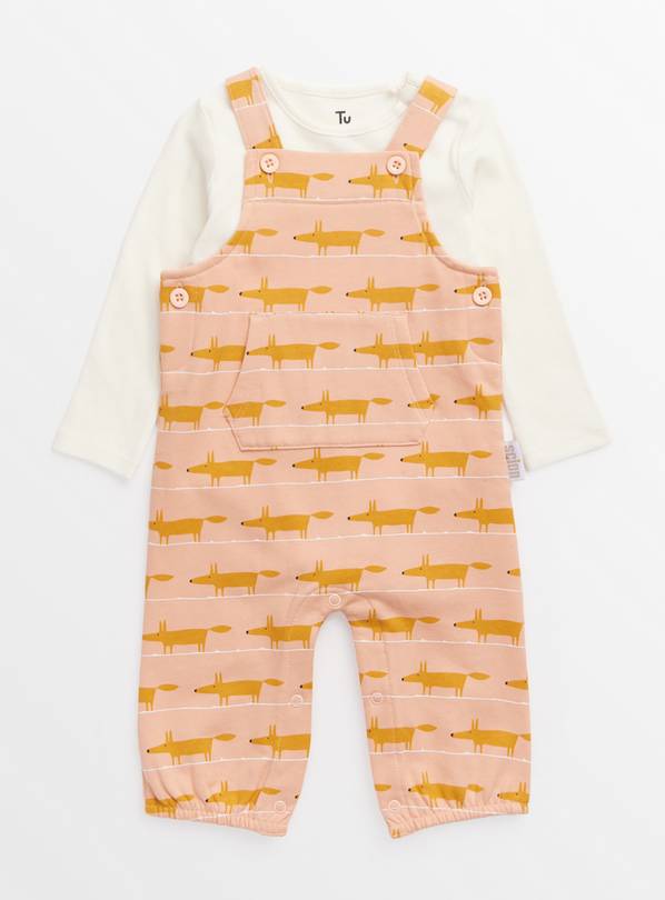 Buy Tu X Scion Pink Mr Fox Dungarees Set 6-9 months | All-in-ones and ...