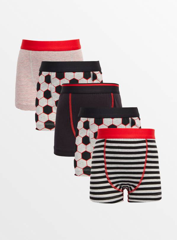 Buy Stripe & Football Print Trunks 5 Pack 10-11 years | Underwear and ...