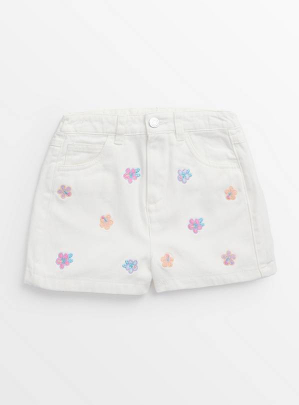 Buy White Floral Embroidered Denim Shorts 7 Years Skirts And Shorts