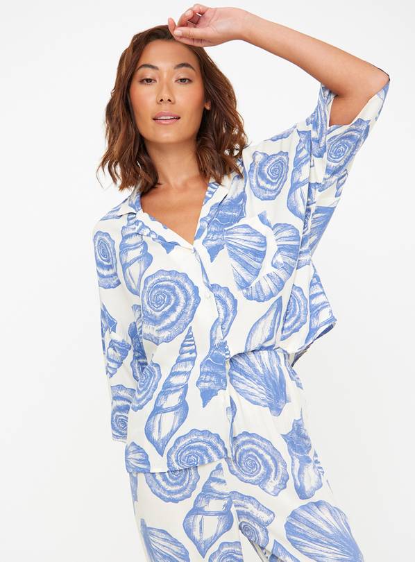 Buy Blue Sea Shell Print Traditional Pyjamas 24 | Pyjamas | Argos