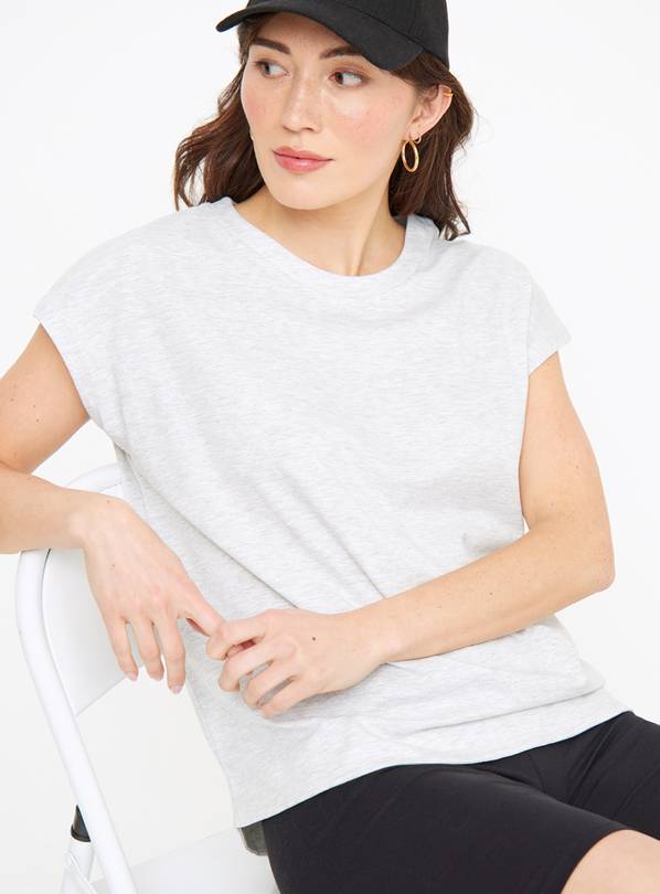 Buy Grey Dropped Hem T-Shirt 26 | T-shirts | Argos